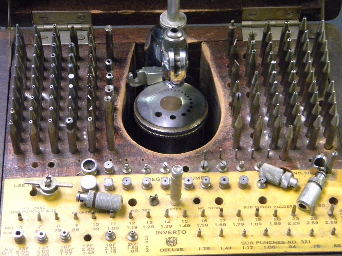 VINTAGE CASED WATCHMAKERS STAKING TOOLS SET WITH MANUAL