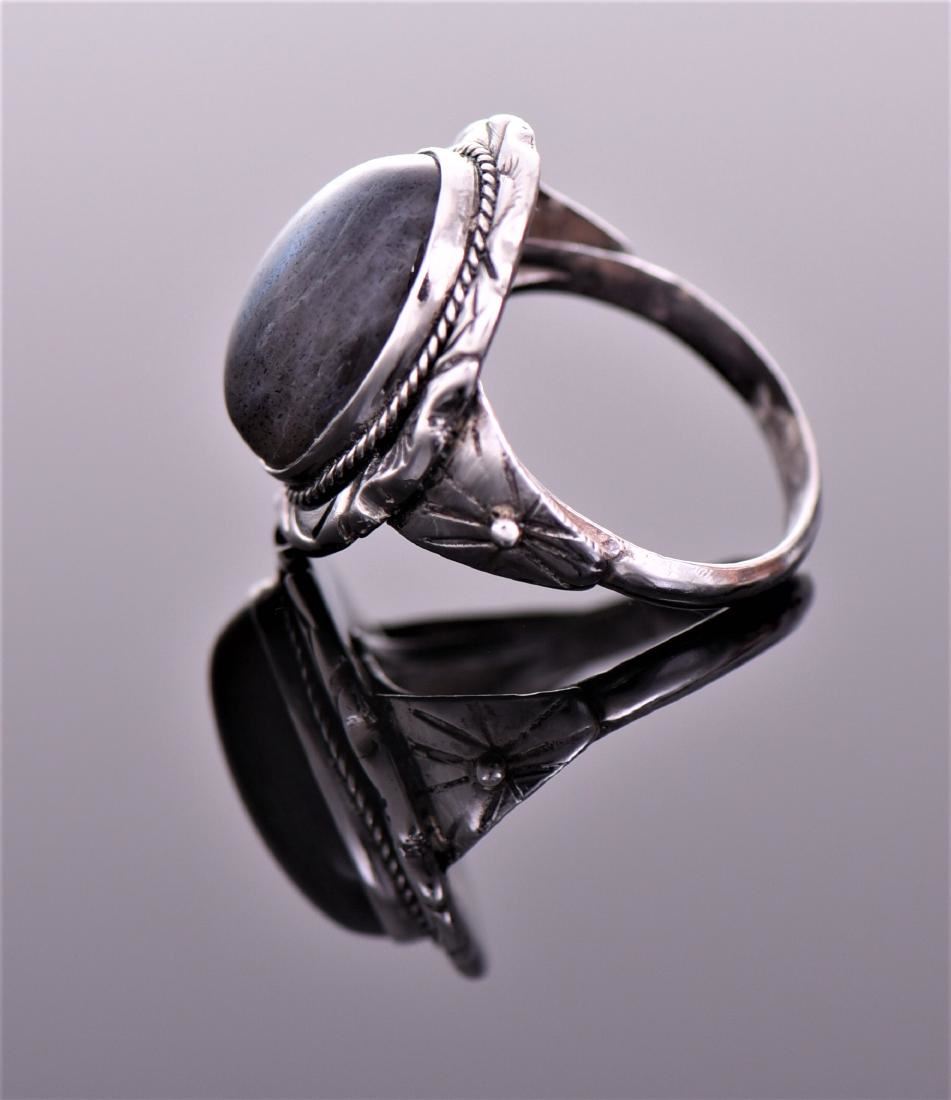 Native American Black Moonstone Sterling Silv