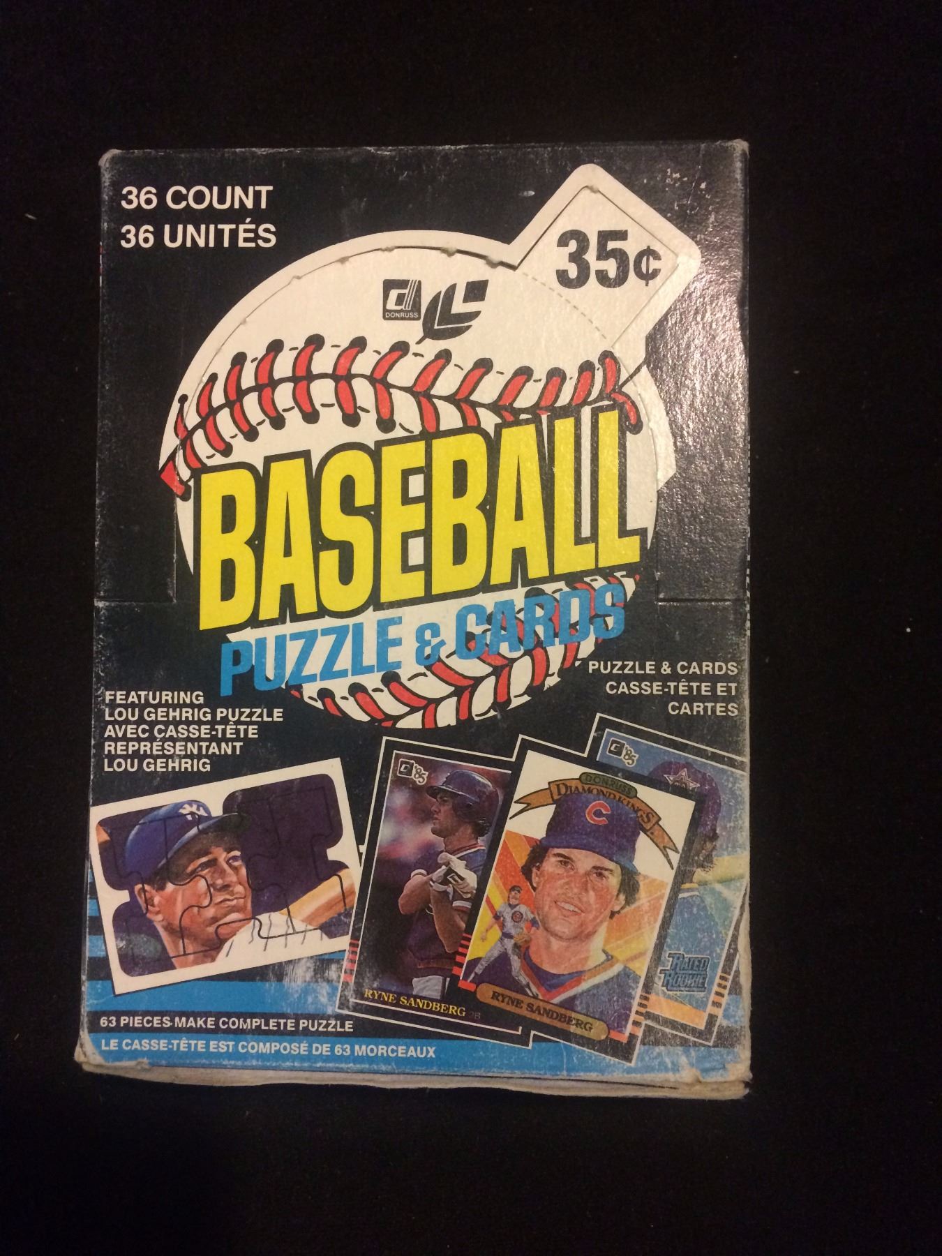 BASEBALL PUZZLE & CARDS COMPLETE BOX FEATURING LOU GEHRIG PUZZLE