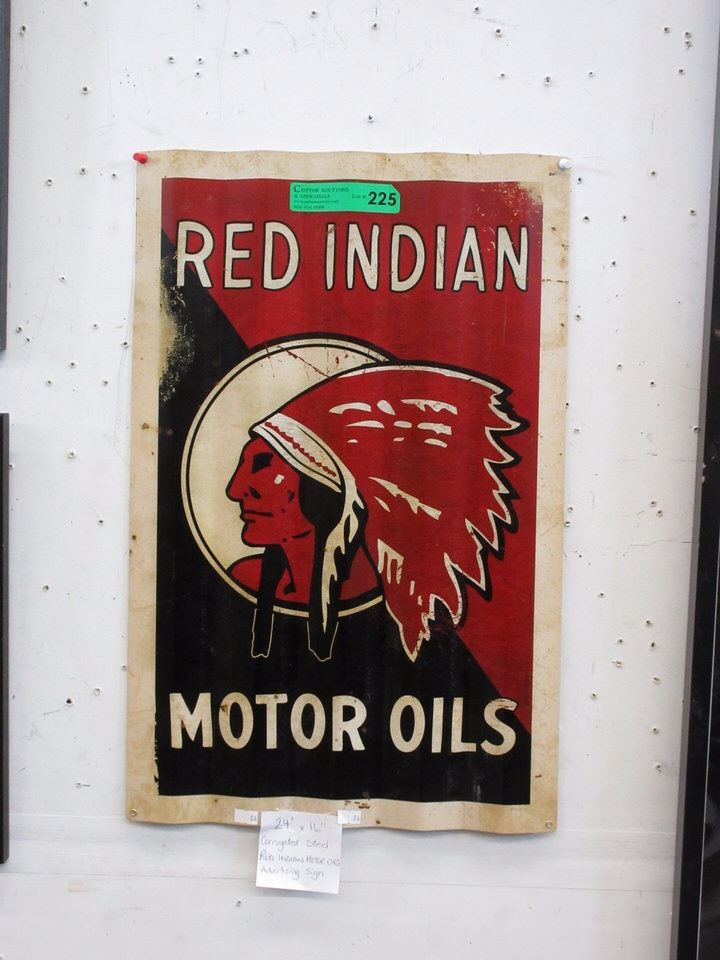 Corrugated Steel Red Indian Motor Oil Sign