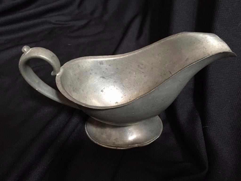 Vintage Pewter Saucier Gravy Boat Pitcher