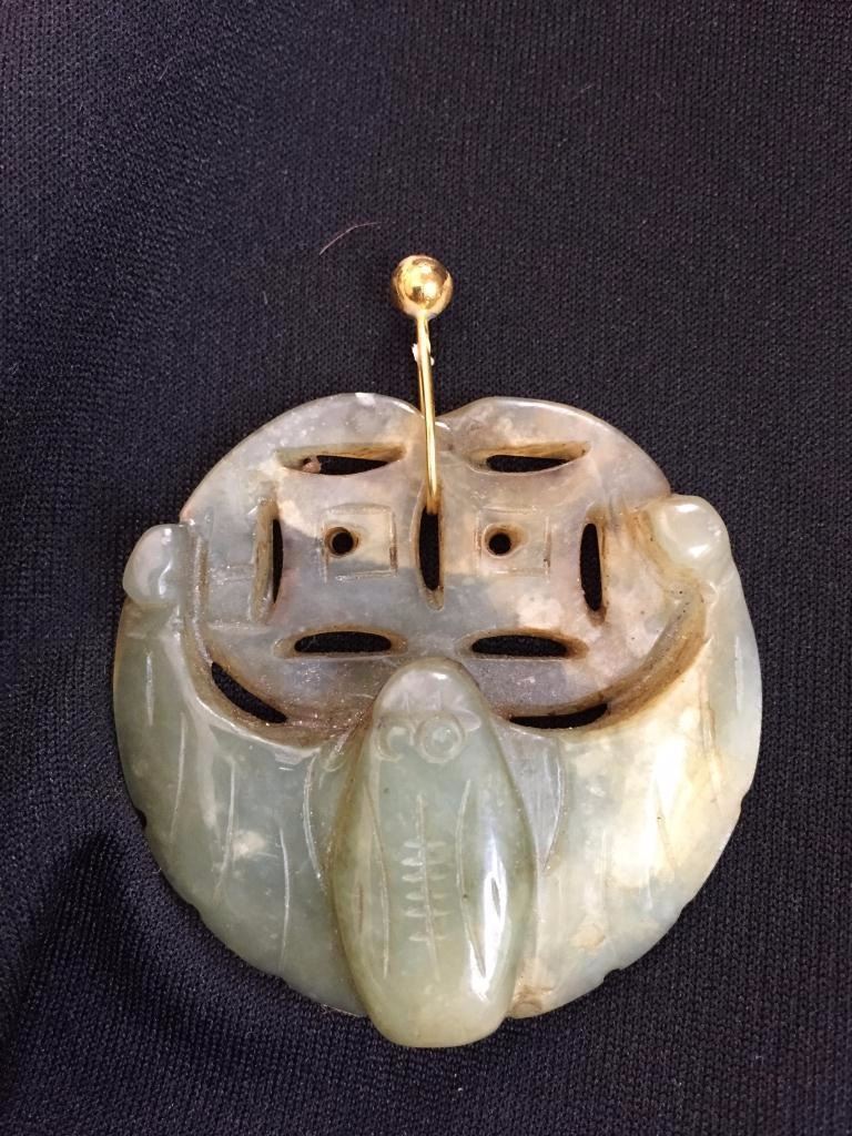 Antique Chinese Jade Fu Bat Fortune Pendant