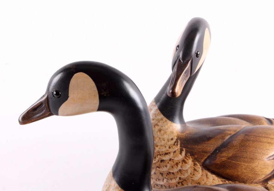 Tom Taber Canada Geese Pair Wood Carving