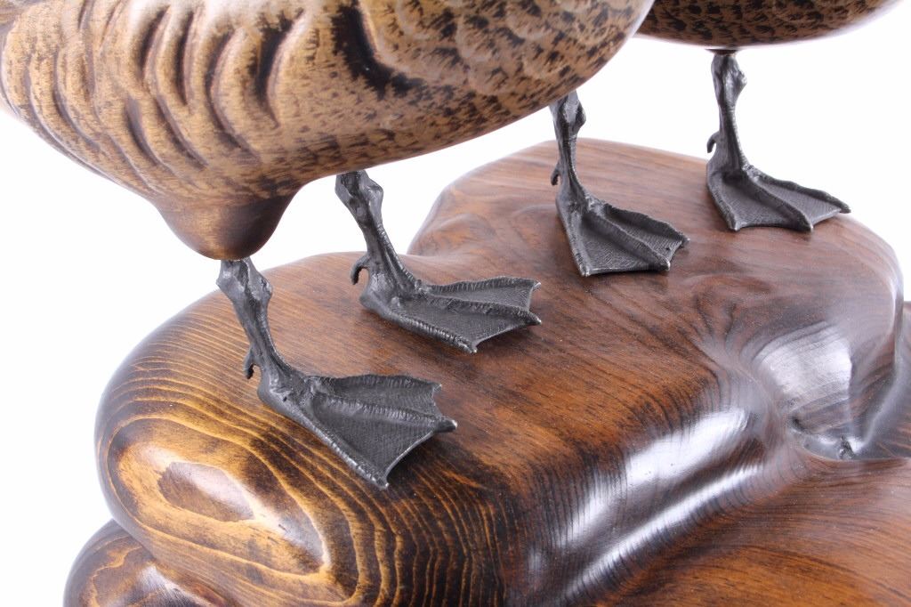 Tom Taber Canada Geese Pair Wood Carving