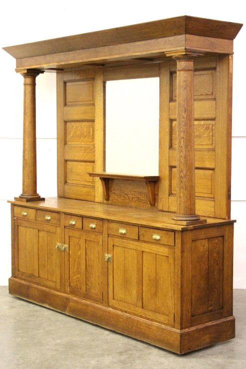 Quarter Sawn Oak Back Bar circa 19th Century