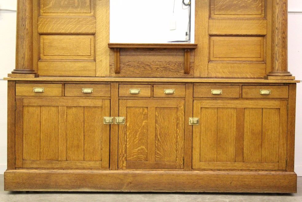 Quarter Sawn Oak Back Bar circa 19th Century