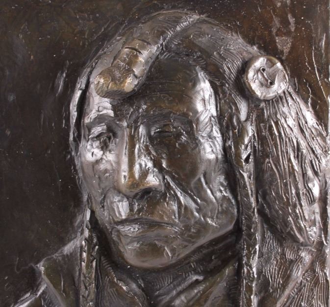 Ace Powell Native American Bronze Bas-Relief