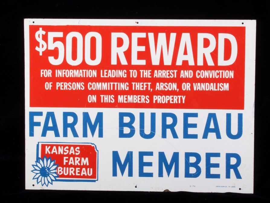 Early Kansas Farm Bureau Member Reward Sign