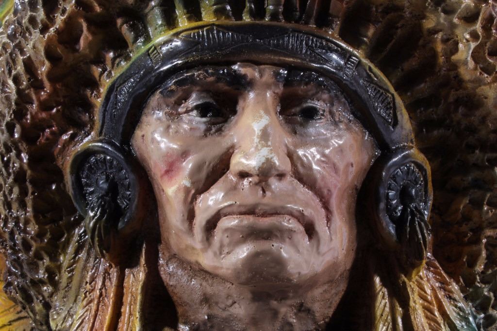 Hand Painted Ceramic Sitting Indian Chief Statue
