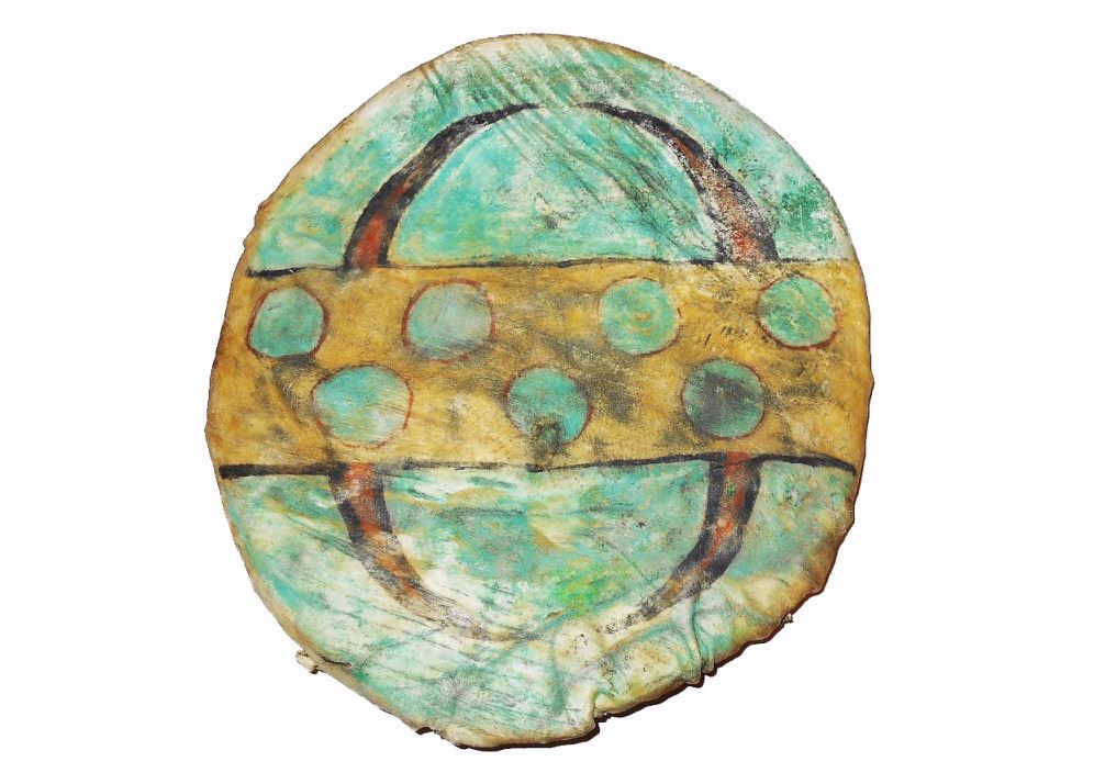 Comanche Polychrome Painted War Shield c. 1870