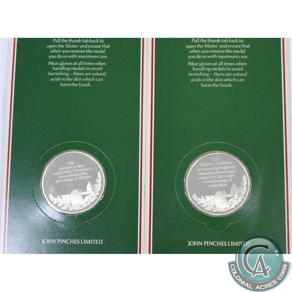 Pair of John Pinches Limited Sterling Silver Medallions: Colonising ...