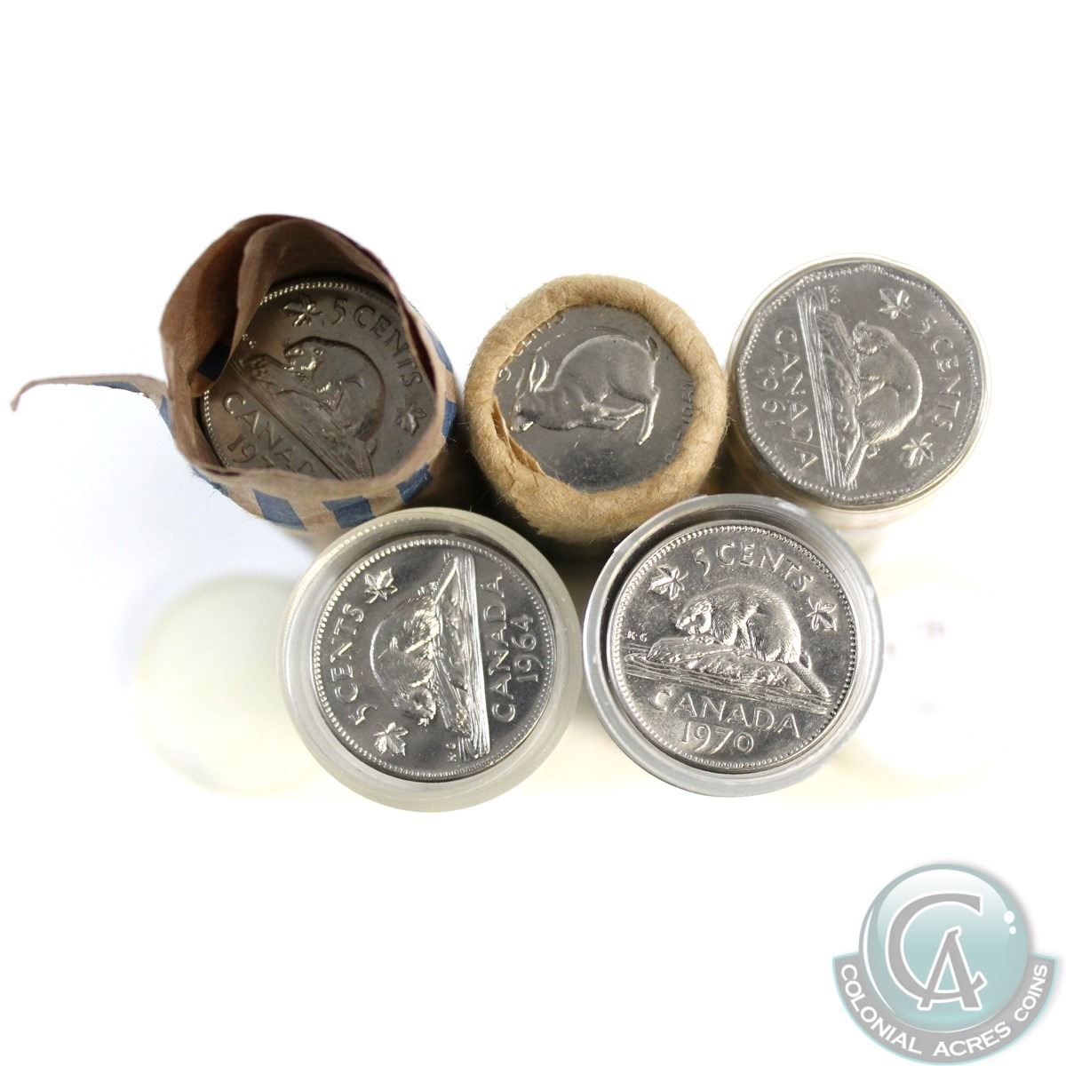 Lot of 5x Canada 5-cent Plastic or Paper wrapped Rolls of 40pcs. You ...