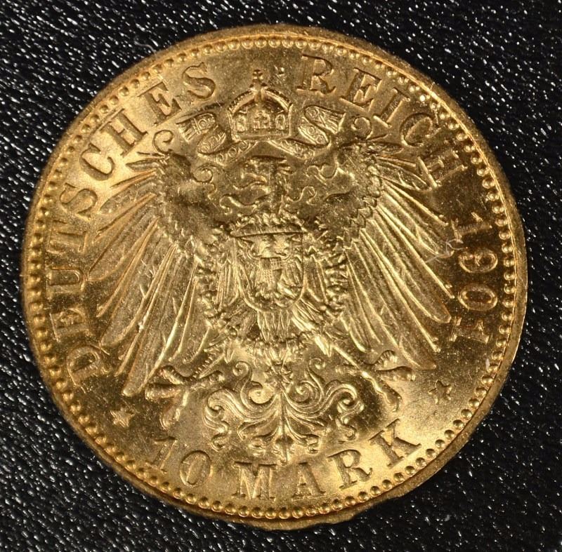 1901 GERMAN 10 MARKS GOLD COIN, BU