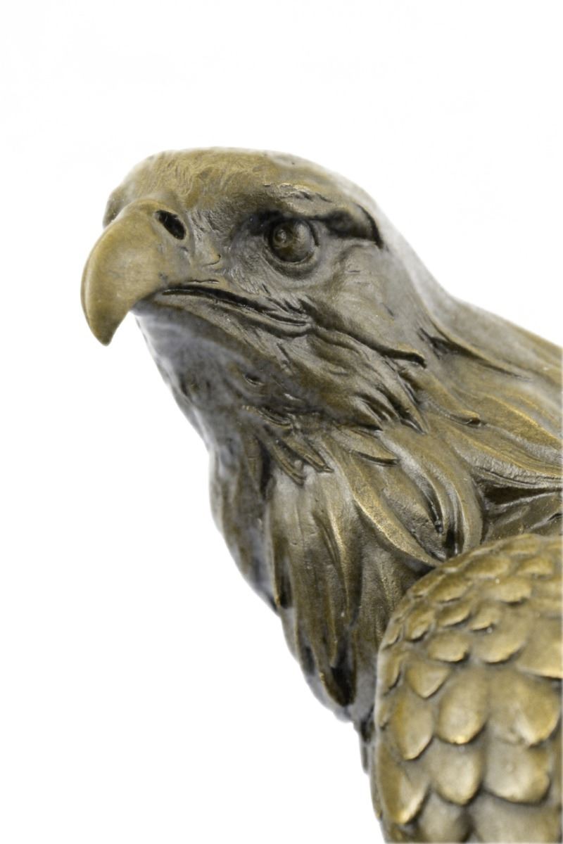 Life Size Hawk American Bald Eagle Bronze Statue on marble base Figurine