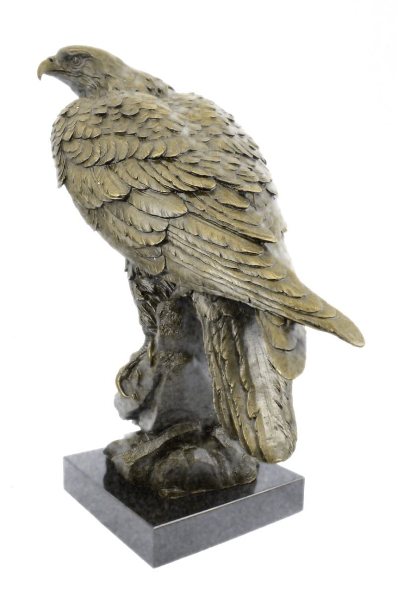 Life Size Hawk American Bald Eagle Bronze Statue on marble base Figurine