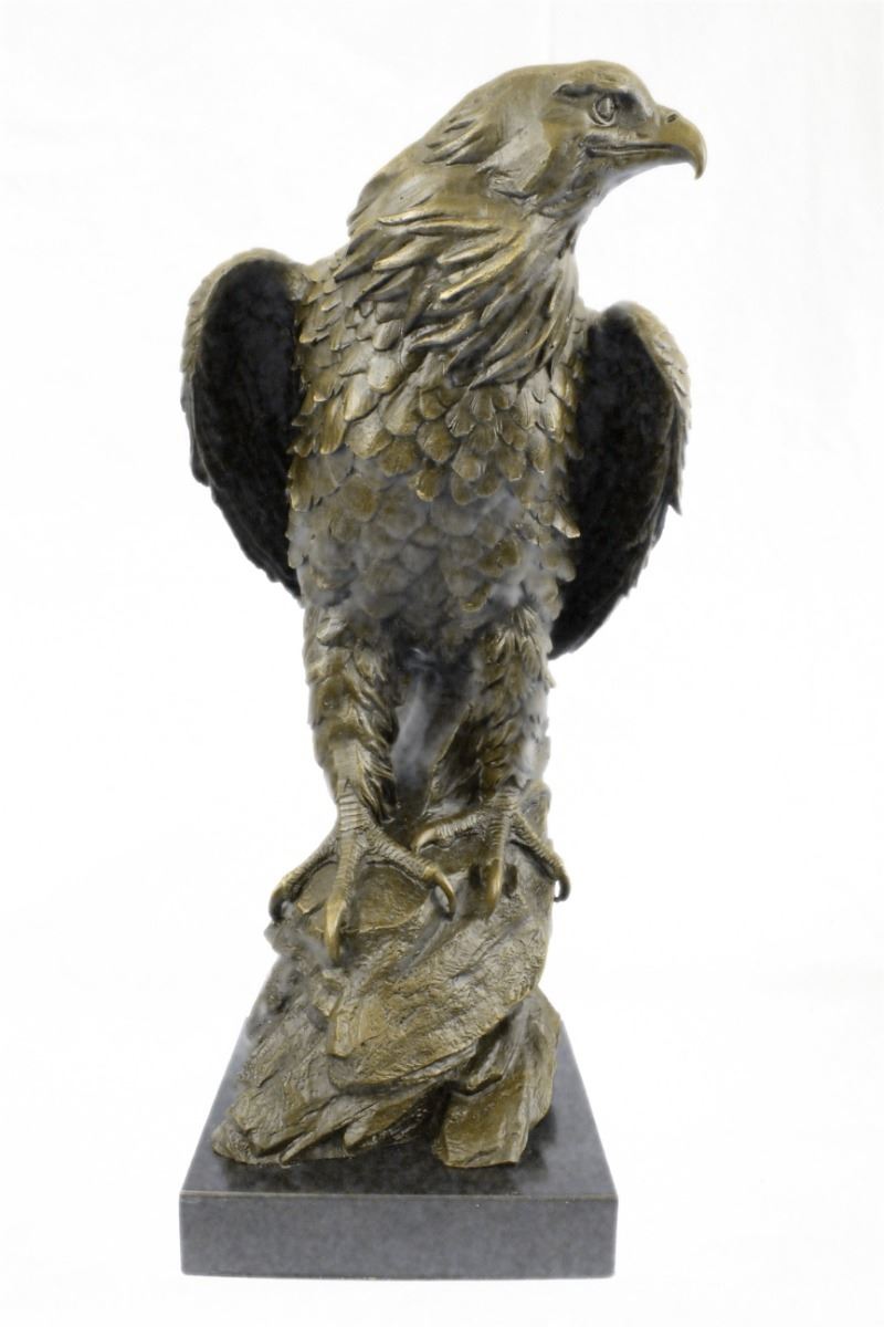 Life Size Hawk American Bald Eagle Bronze Statue on marble base Figurine