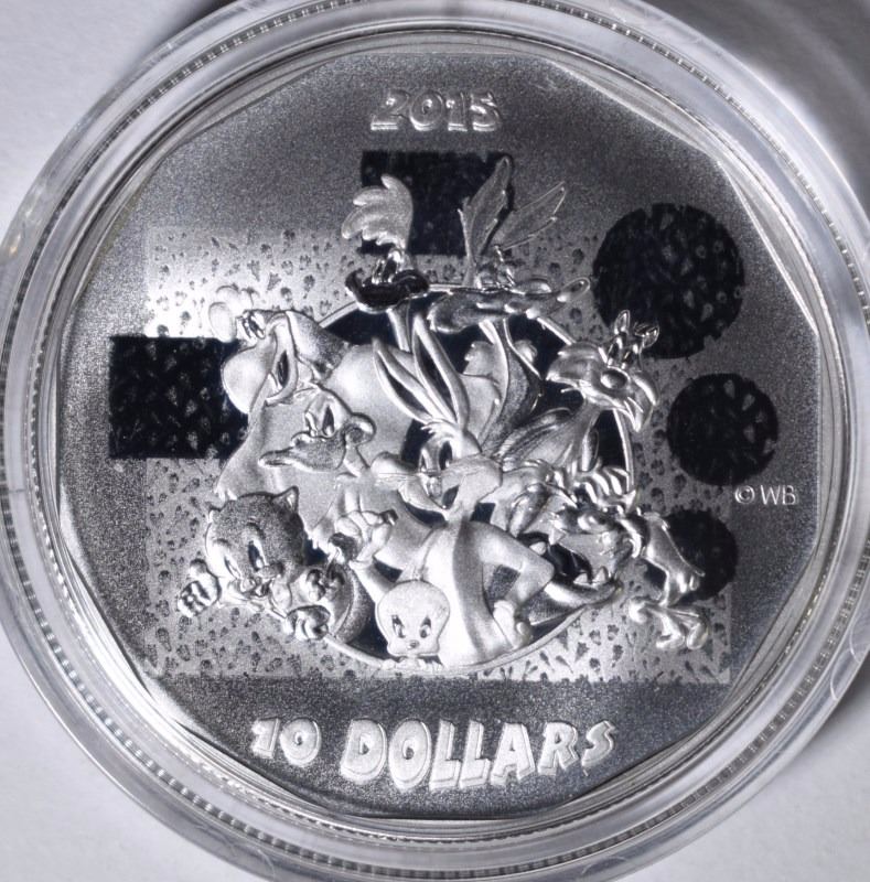 2015 $10 FINE SILVER LOONEY TUNES "THAT'S ALL FOLKS!" in ORIGINAL BOX
