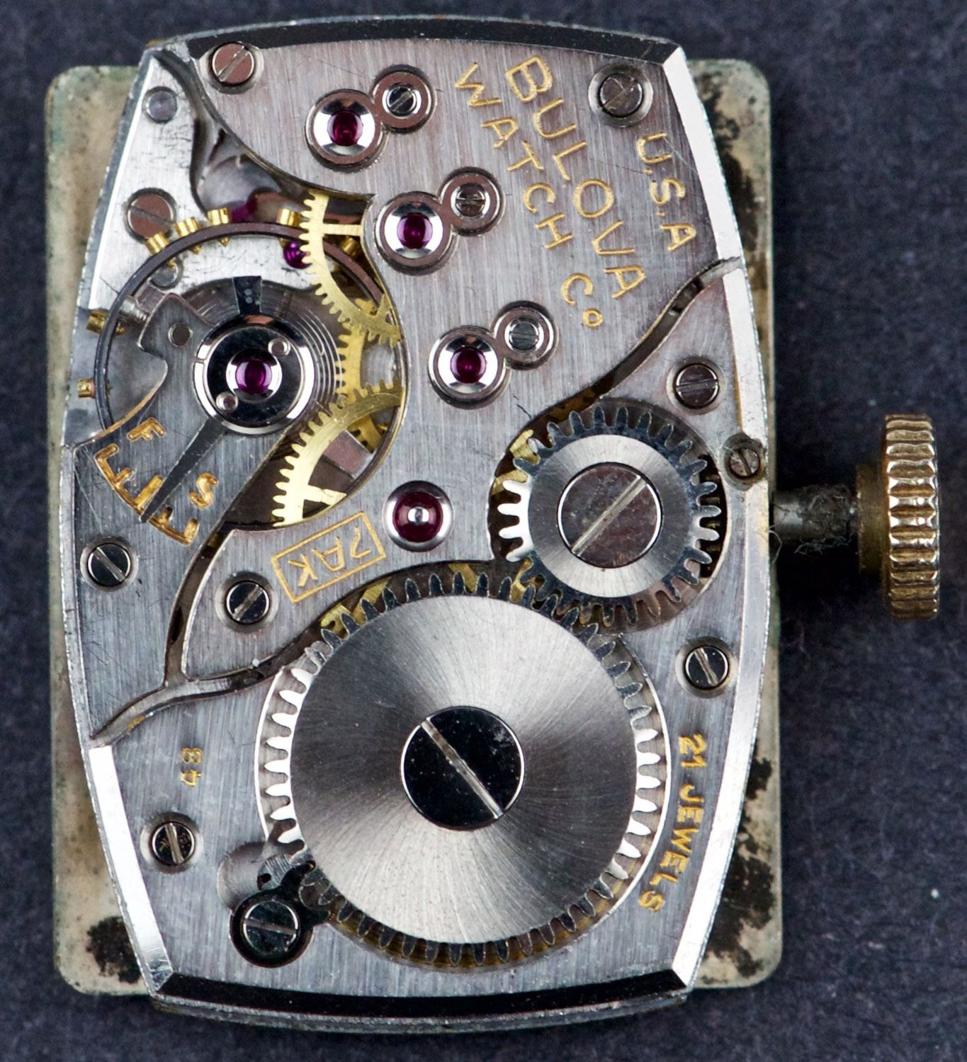 14 Kt Gold & Diamond Dial Bulova Cal. 7AK Watch