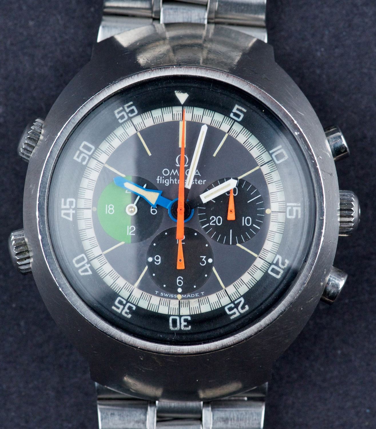 Vintage 1970 Omega Flightmaster Chronograph Wristwatch