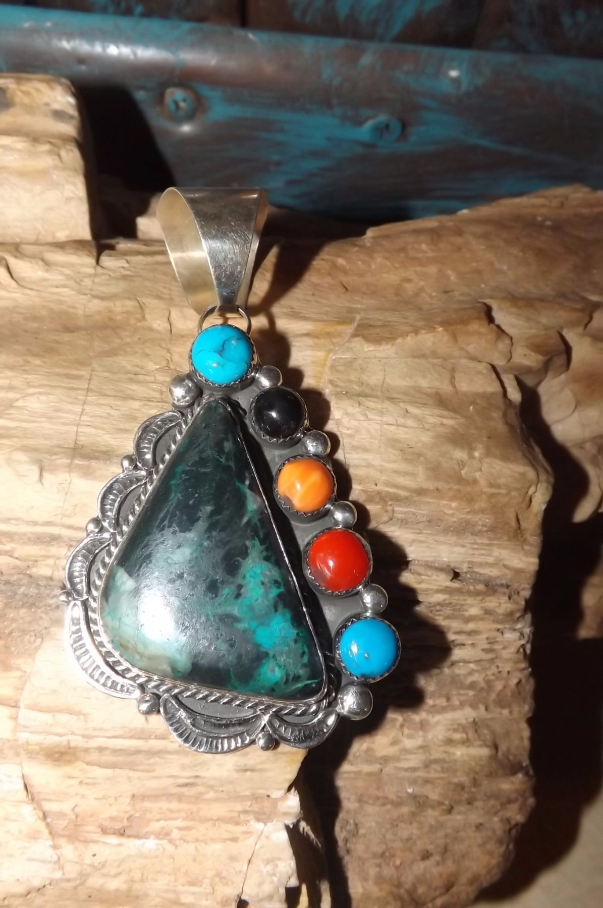 Navajo Sterling Silver Pendant By Albert Cleveland