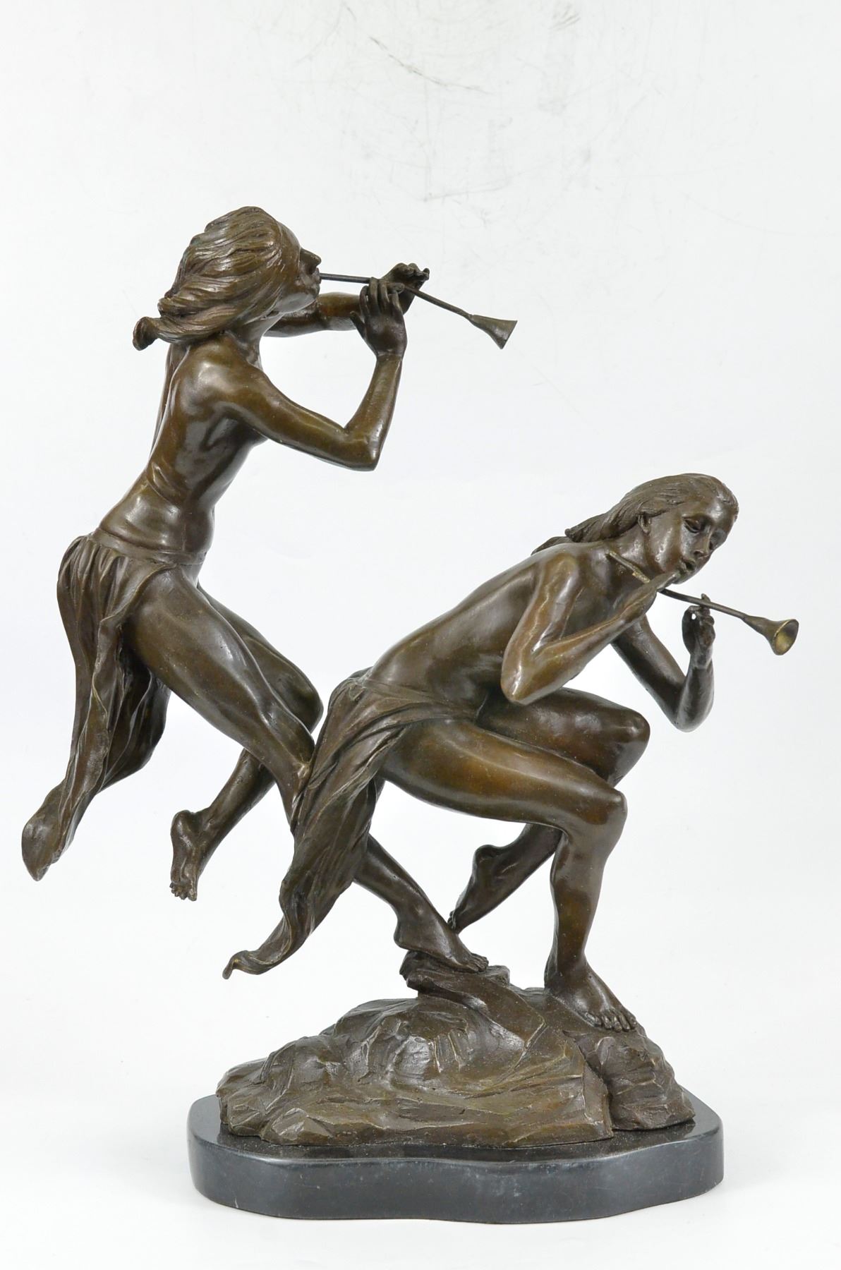 Two Wood Nymphs Singing Bronze Sculpture