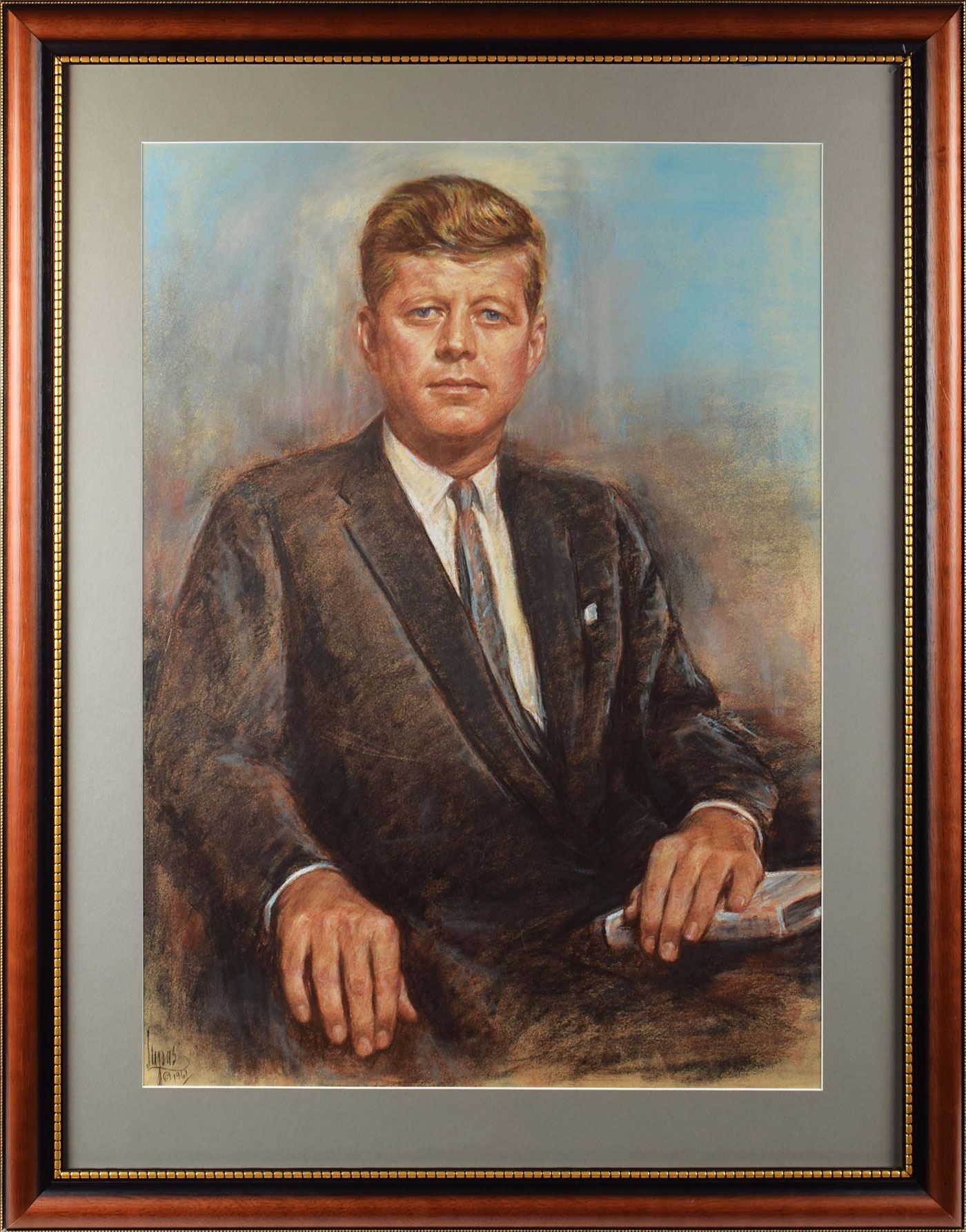John F. Kennedy Original Pastel Portrait Artwork by Louis Lupas