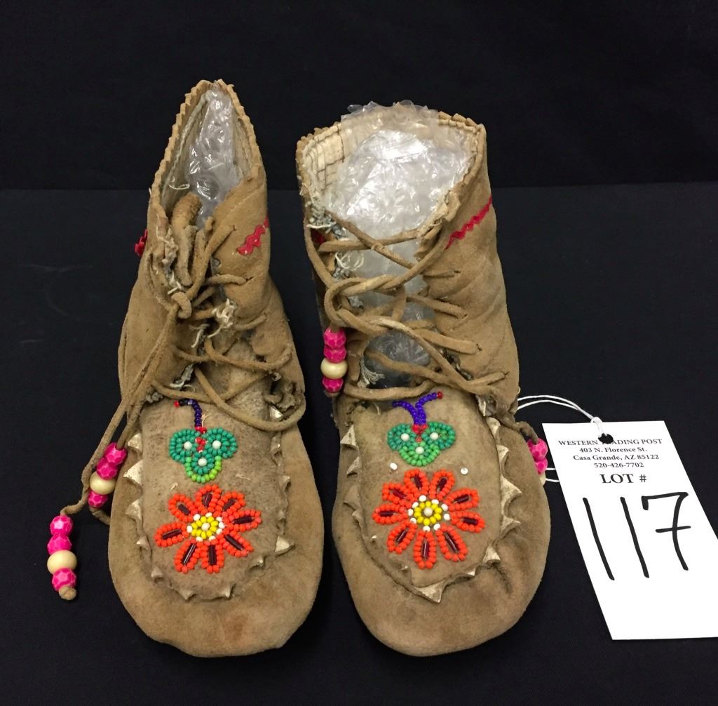 Vintage Cree Beaded Moccasins
