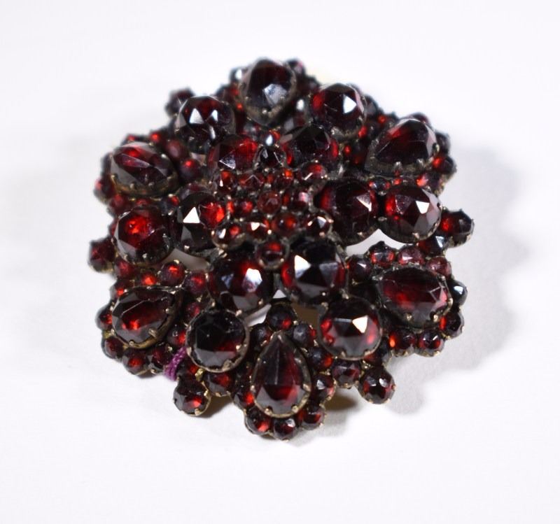 ANTIQUE/VINTAGE BOHEMIAN GARNET PIN/PENDANT & GARNET STICK PIN, ROSE ...