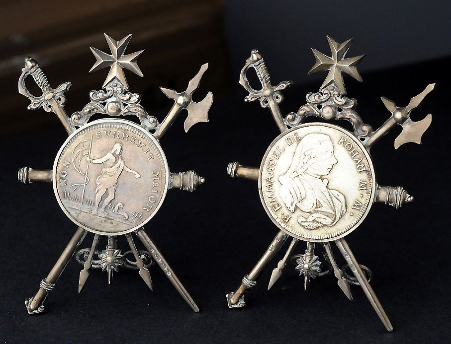 Malta, pair of antique military silver stands, 18th century Order of ...
