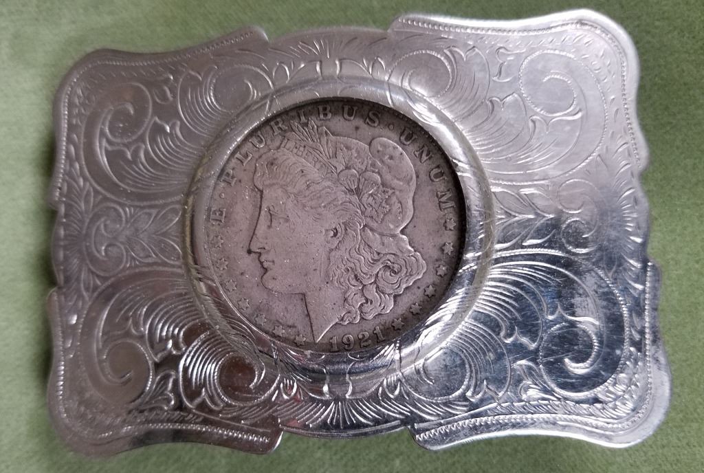 Silver Dollar Belt Buckle