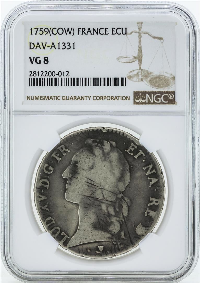 1759 France ECU DAV-A1331 Silver Coin NGC VG8