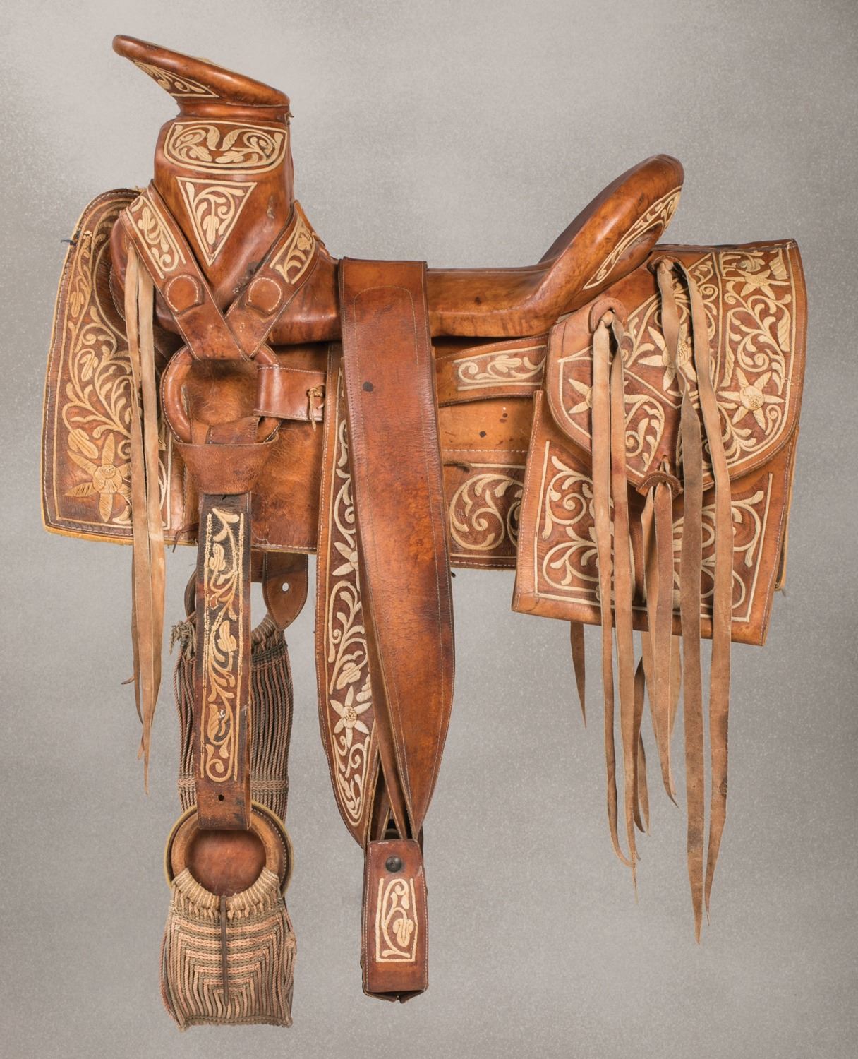 Decorative 1950s Mexican Saddle with Bridle & Bit