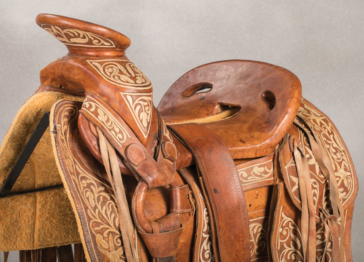 Decorative 1950s Mexican Saddle with Bridle & Bit