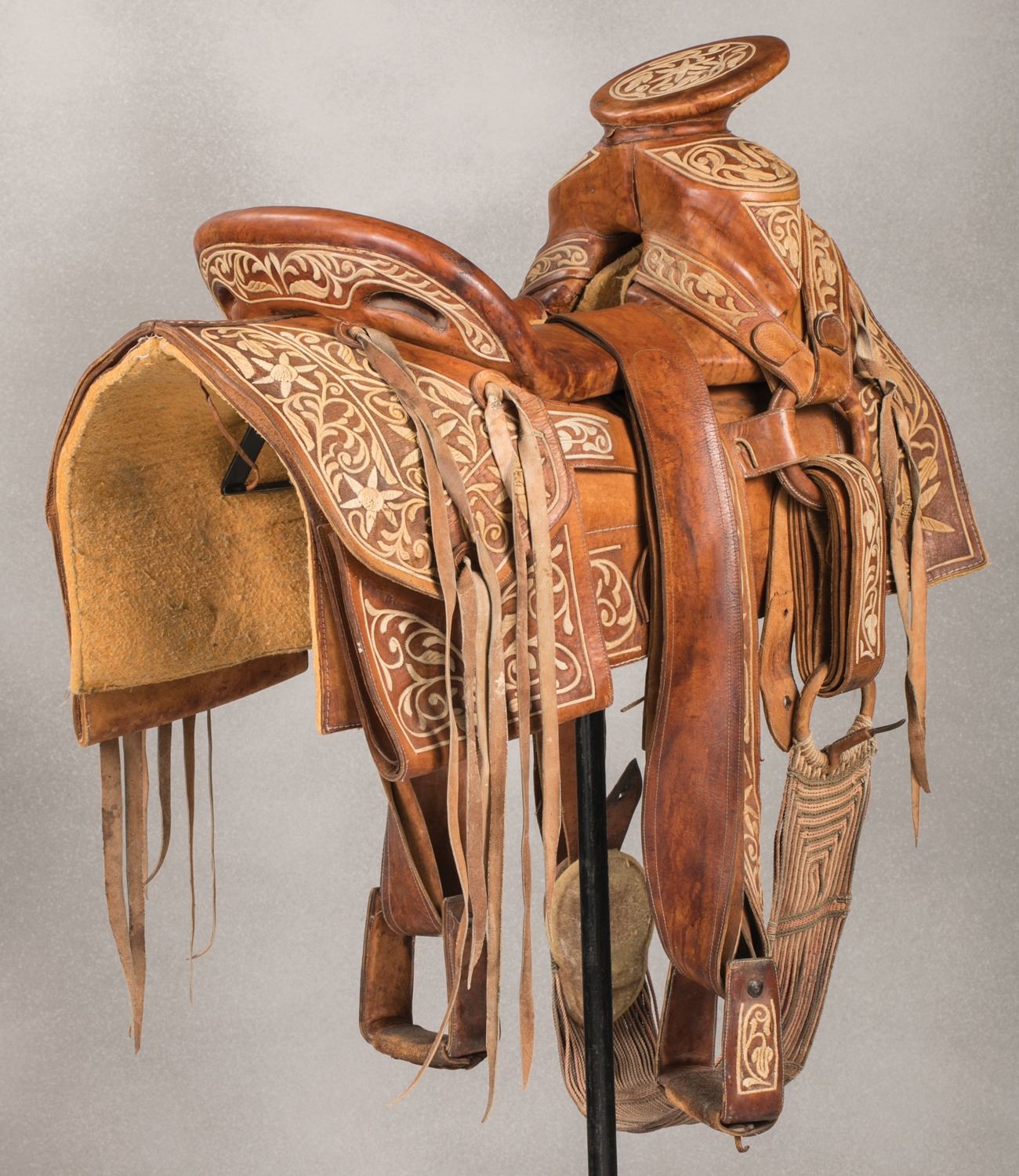 Decorative 1950s Mexican Saddle with Bridle & Bit