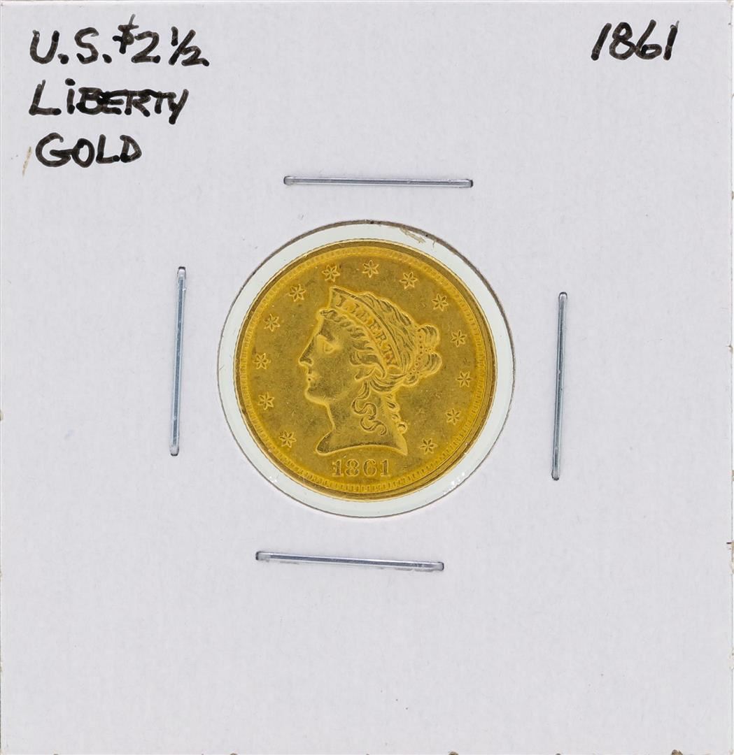 1861 $2 1/2 Liberty Head Quarter Eagle Gold Coin