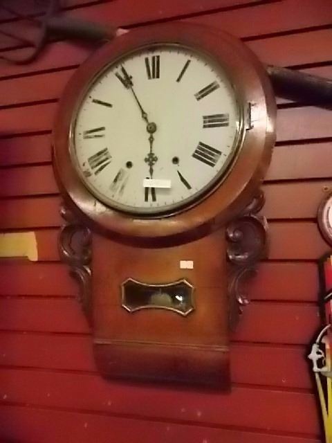 ANTIQUE PENDULUM REGULATOR WALL CLOCK - CIRCA 1820 - HAS KEY & PENDULUM