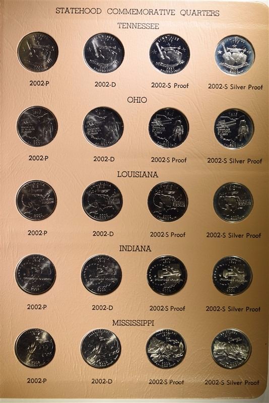 COMPLETE STATE QUARTER SET 1999-2008 IN 2 DANSCO ALBUMS BU+PROOF WITH ...