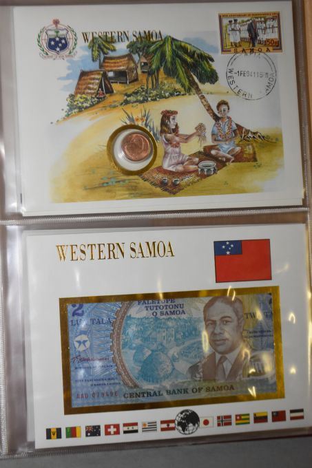 Two "World's First Coin, Stamp & Banknote Collection" including volumes ...