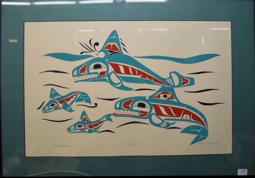 Framed artist proof Haida print "The Herd Killerwhale" 9/10 and two ...