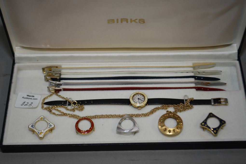 Vintage Birks boxed watch set with six interchangeable bezels plus a ...