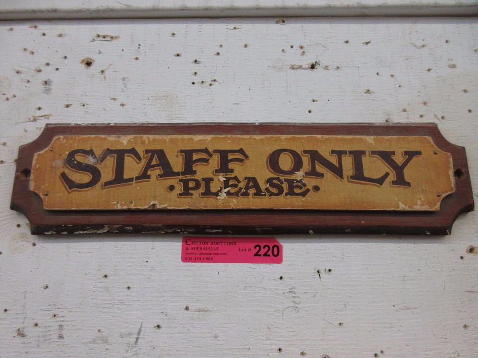 Wood "Staff Only Please" Sign