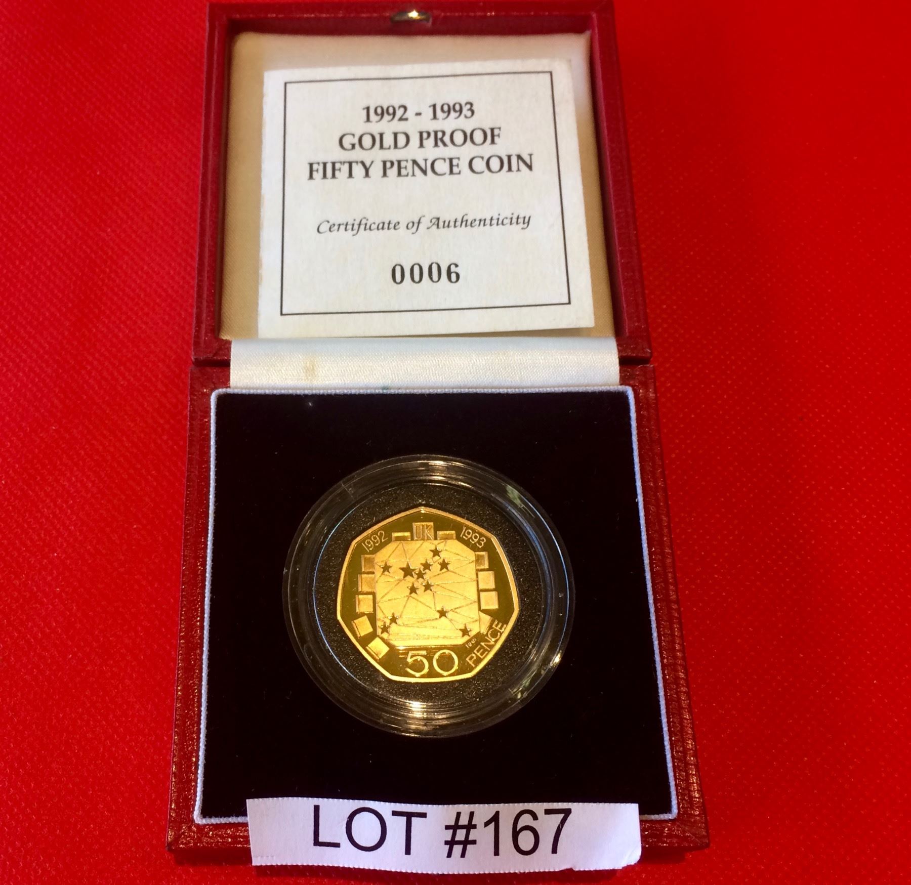 1992-1993-Gold proof Fifty Pence Coin, 26 grammes, 30 mm, 22 Carat Gold ...