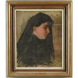 CHARLES ALLEN WINTER (American, 1869-1942) “PORTRAIT OF A YOUNG WOMAN”