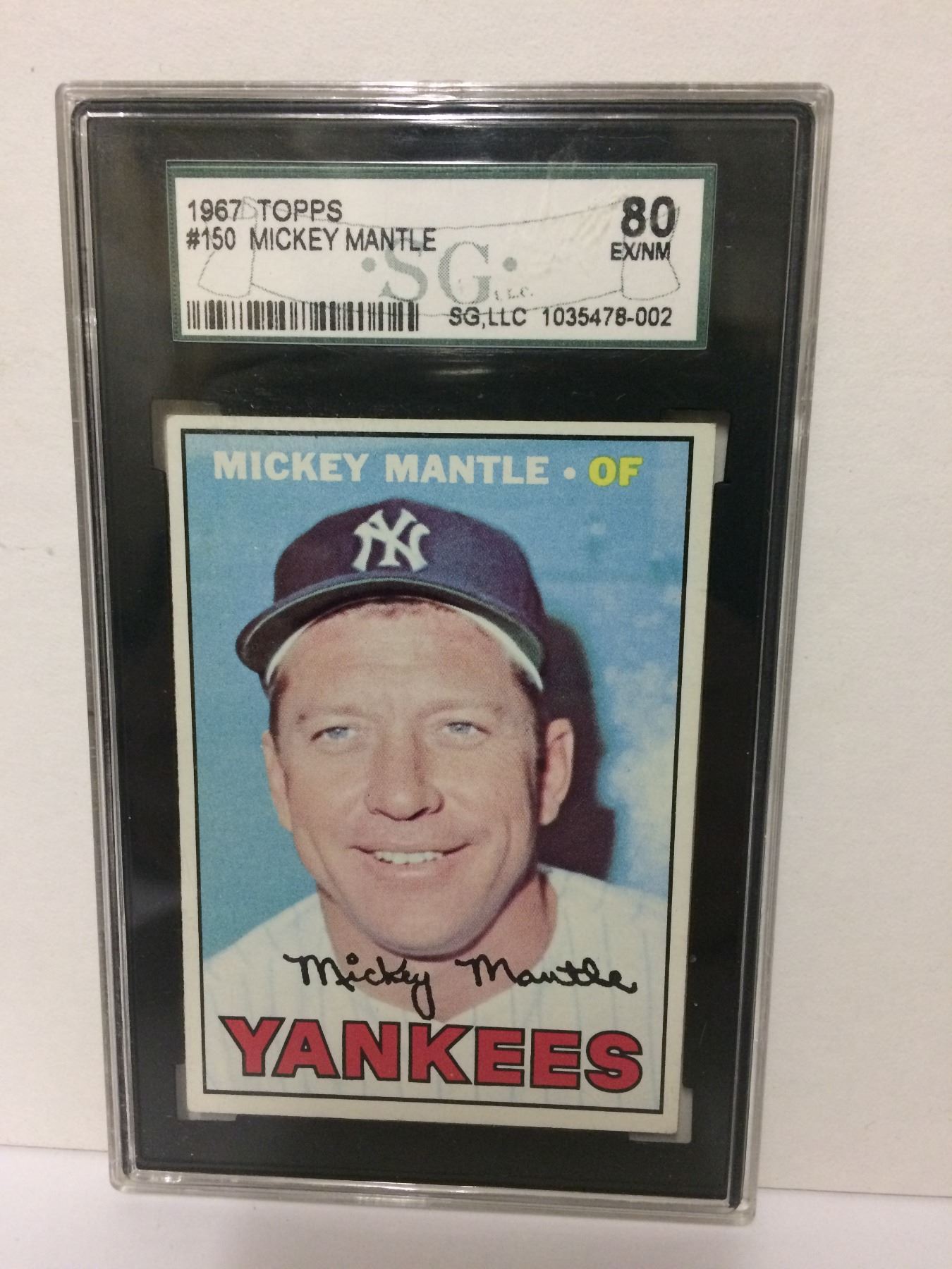 1967 MICKEY MANTLE #150 TOPPS BASEBALL TRADING CARD (8 EX/NM)