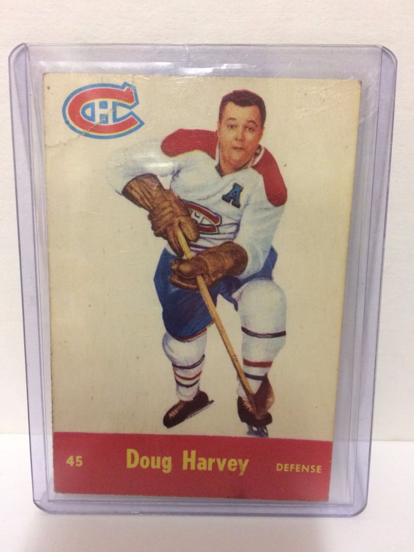 1955-56 DOUG HARVEY QUAKER HOCKEY TRADING CARD