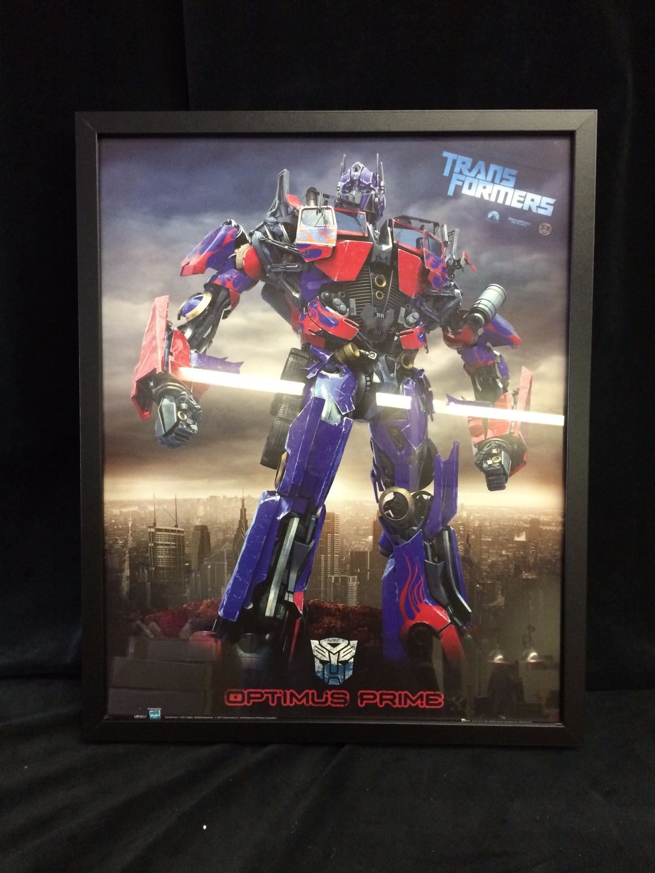 COLLECTIBLE FRAMED 24" X 30" TRANSFOMERS "OPTIMUS PRIME' POSTER