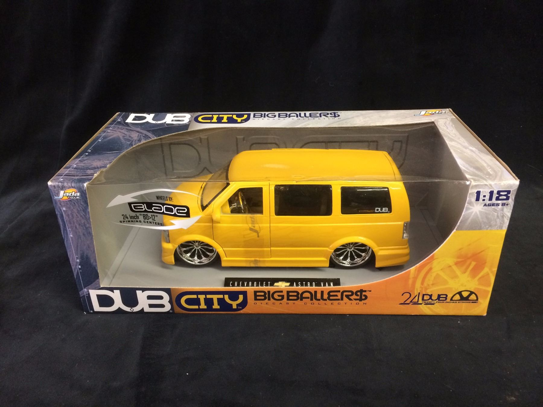 Jada Dub City Big Ballers Yellow Chevrolet Astro Van 1:18 MIB IN BOX