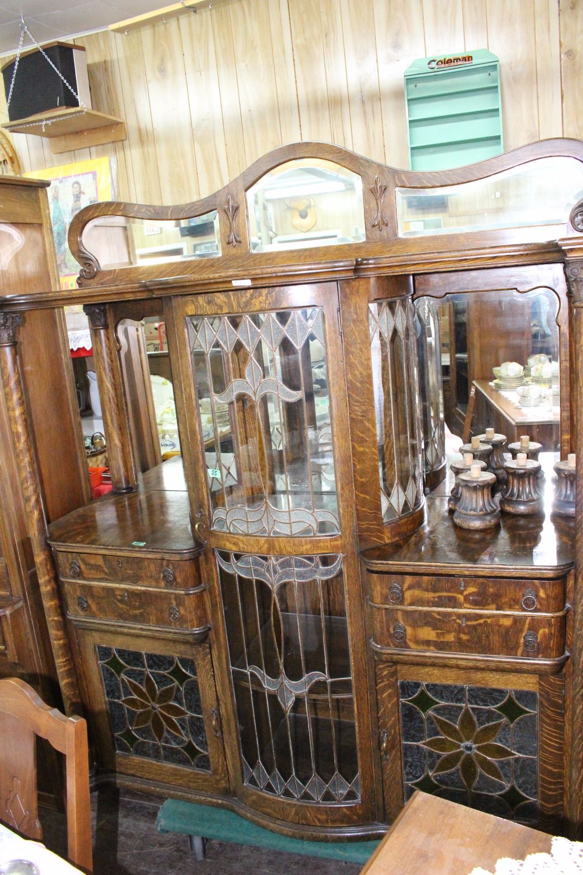 China Cabinet - over 100 years old. w/4 Flatware Drwrs; Bow Front ...