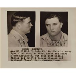 Henry Methvin Pair of Original Vintage Mug Shot Photographs