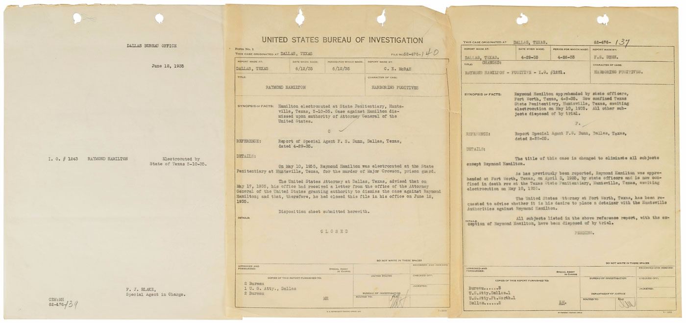 Raymond Hamilton Original Vintage Mug Shot Photograph and FBI Papers
